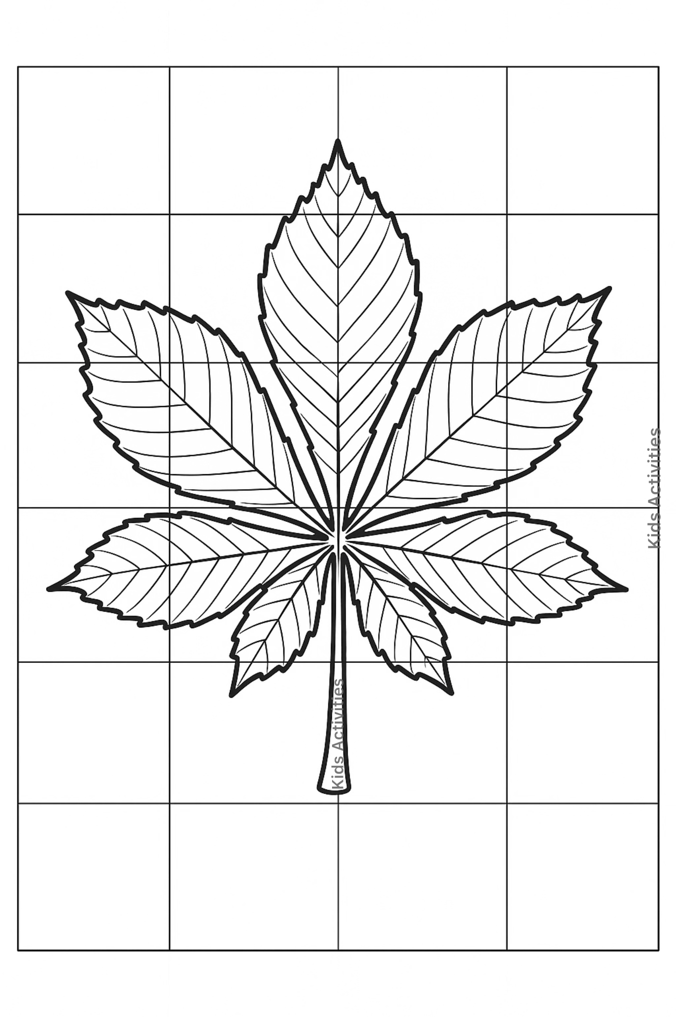 Color Leaf By Grid Art - Kids Activities