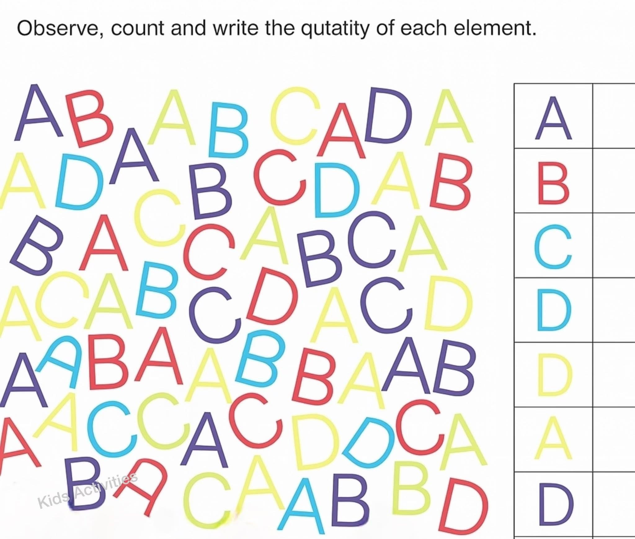Observe and Count Activity - Kids Activities