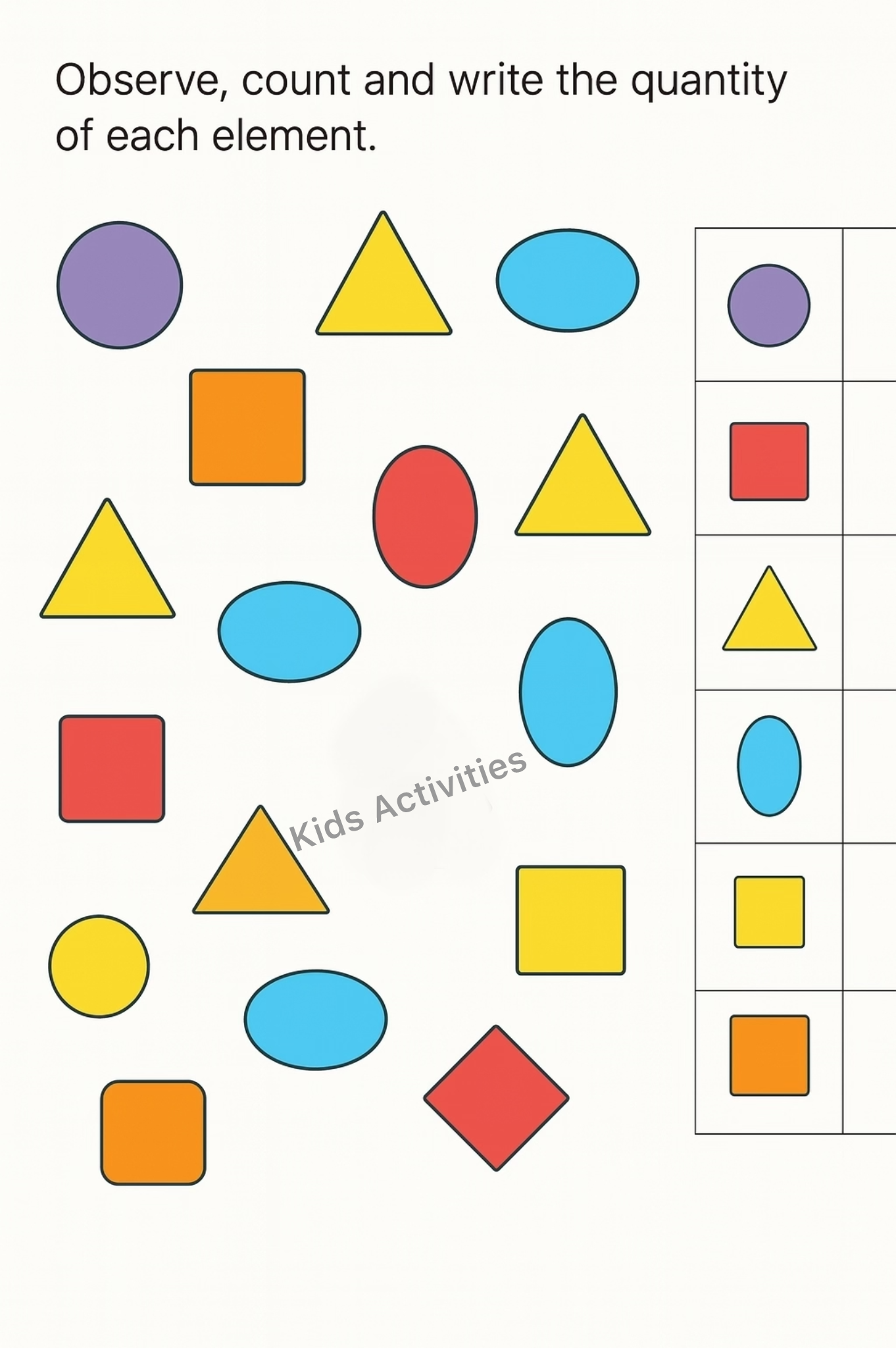 Observe and Count Activity - Kids Activities