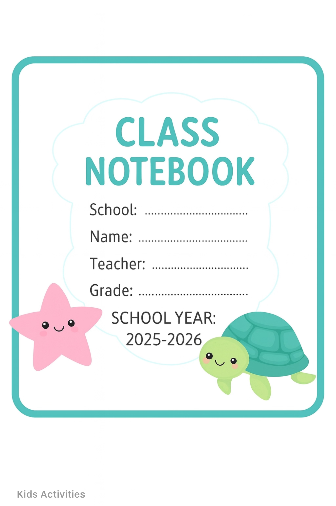 Notebook Cover Pages - Kids Activities