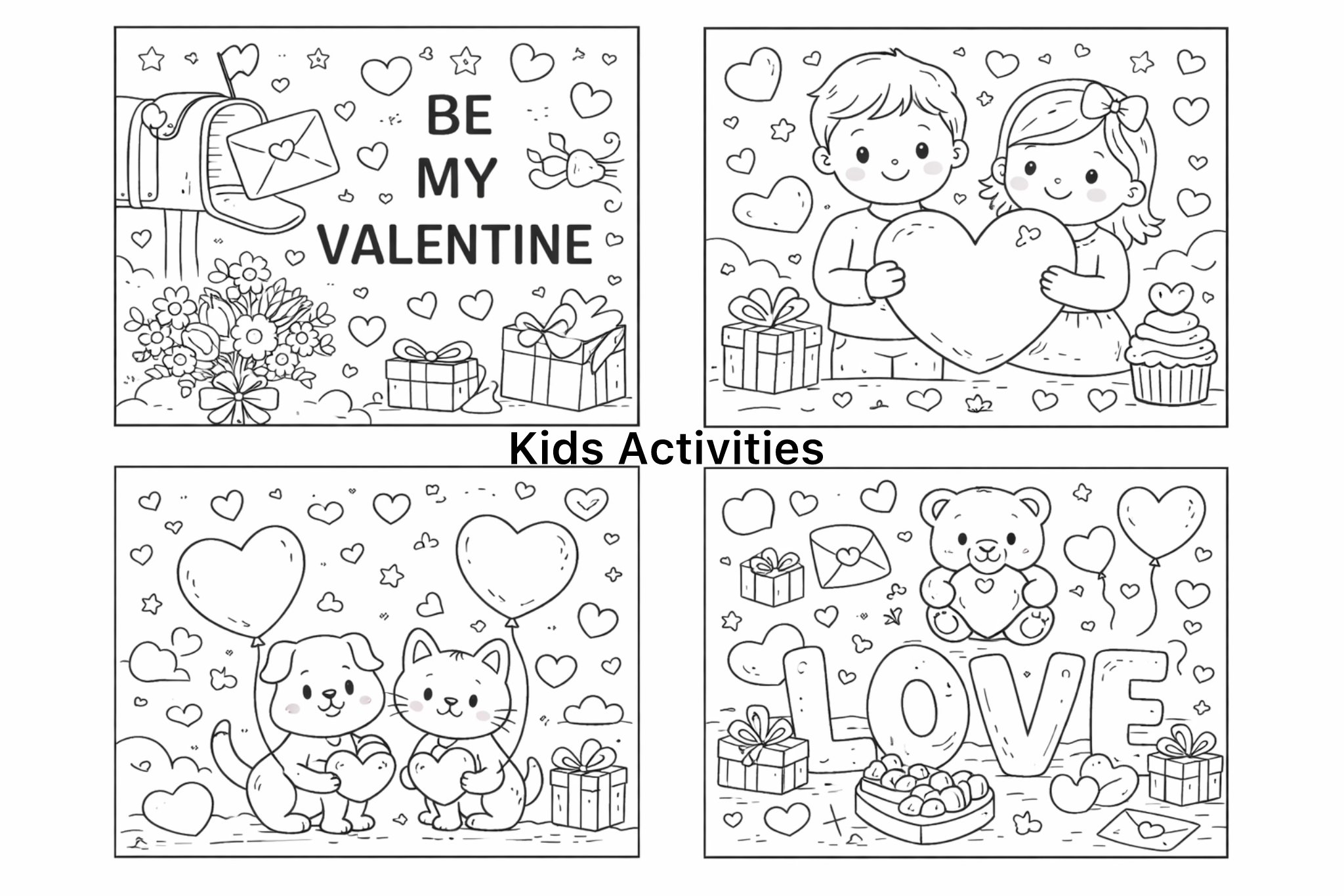 Valentine day themed coloring pages - Kids Activities