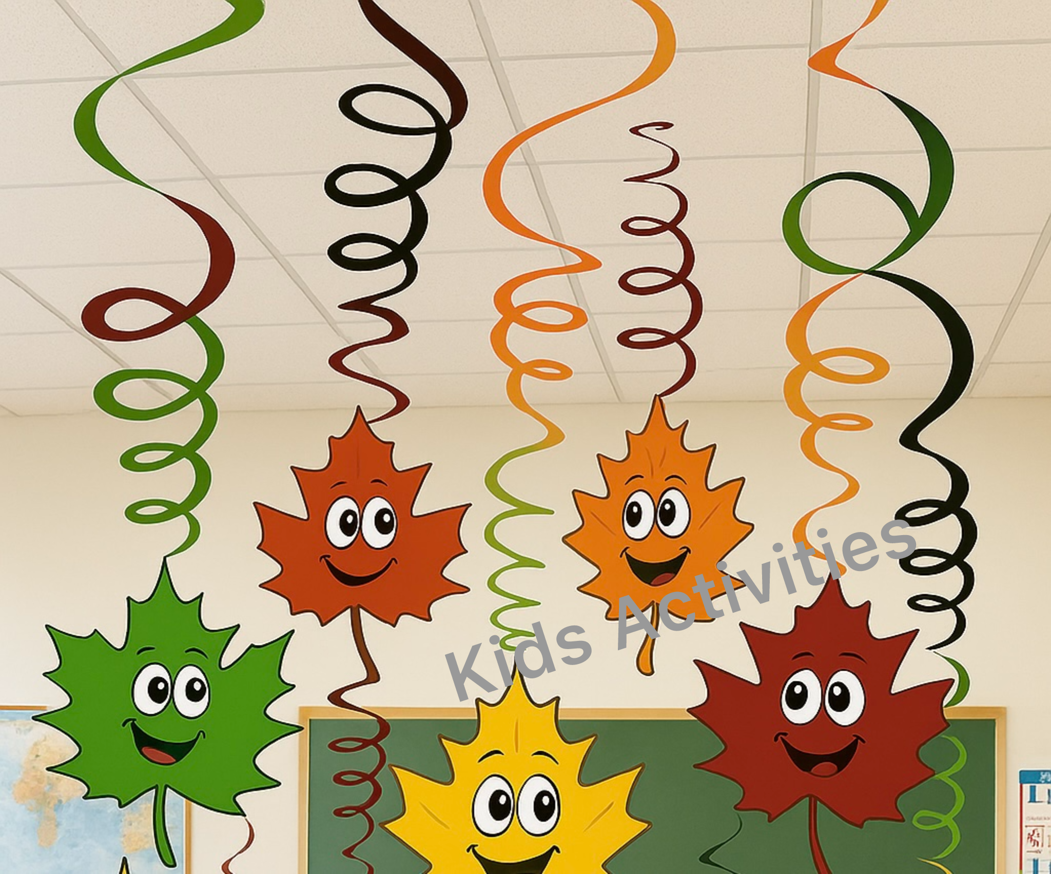 Smiley fall leaves decorations - Kids Activities